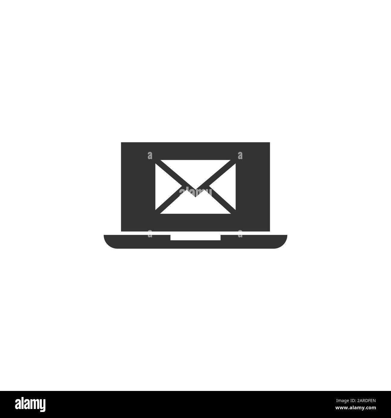 Laptop with email icon in flat style. Mail notification vector ...
