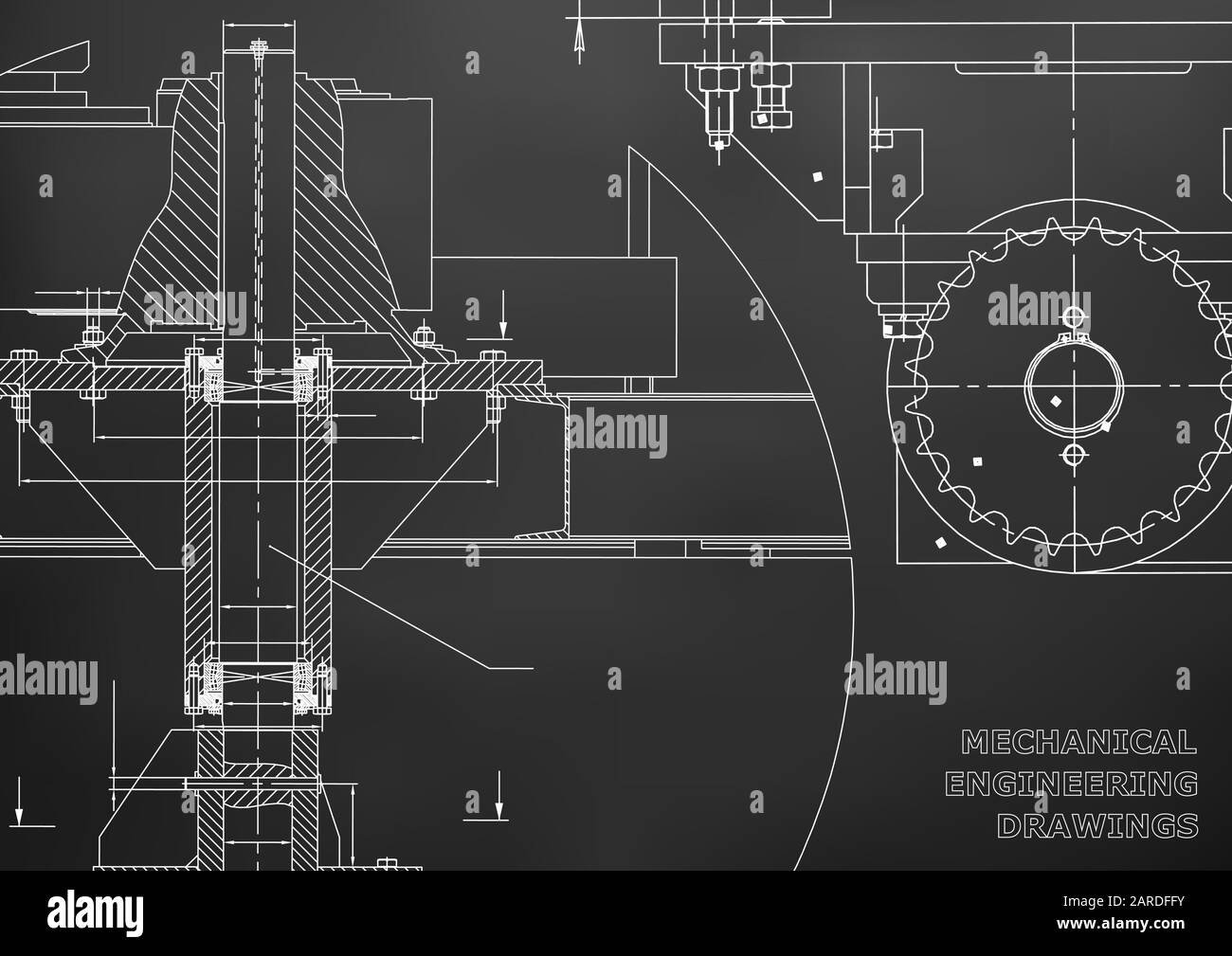 Blueprints. Mechanical engineering drawings. Cover. Banner. Technical ...