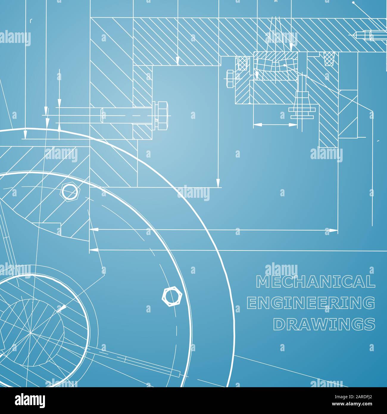 Backgrounds of engineering subjects. Technical illustration. Blue and ...