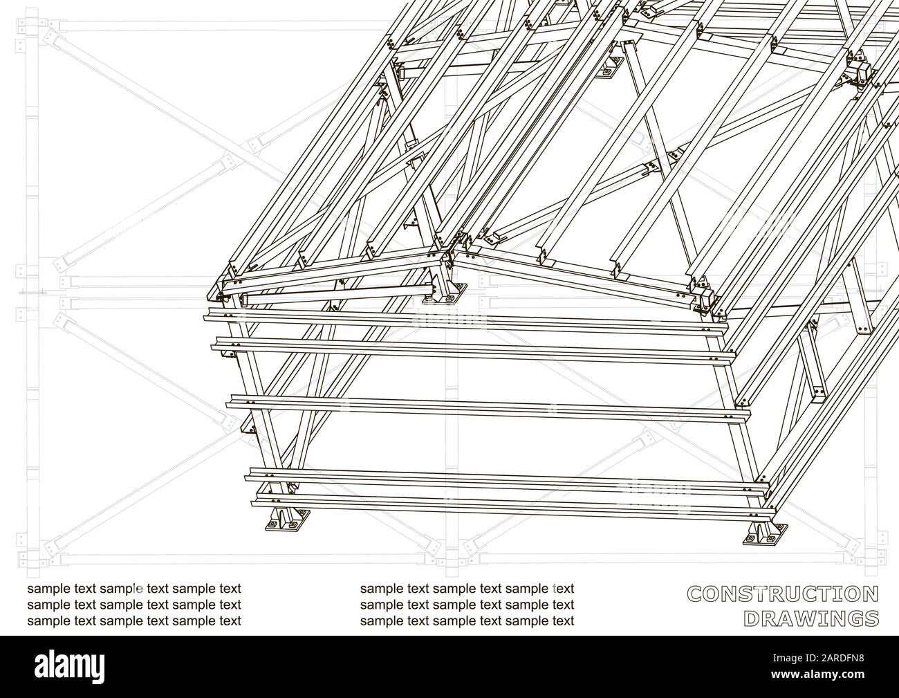Building. Metal constructions. Volumetric constructions. 3D design ...