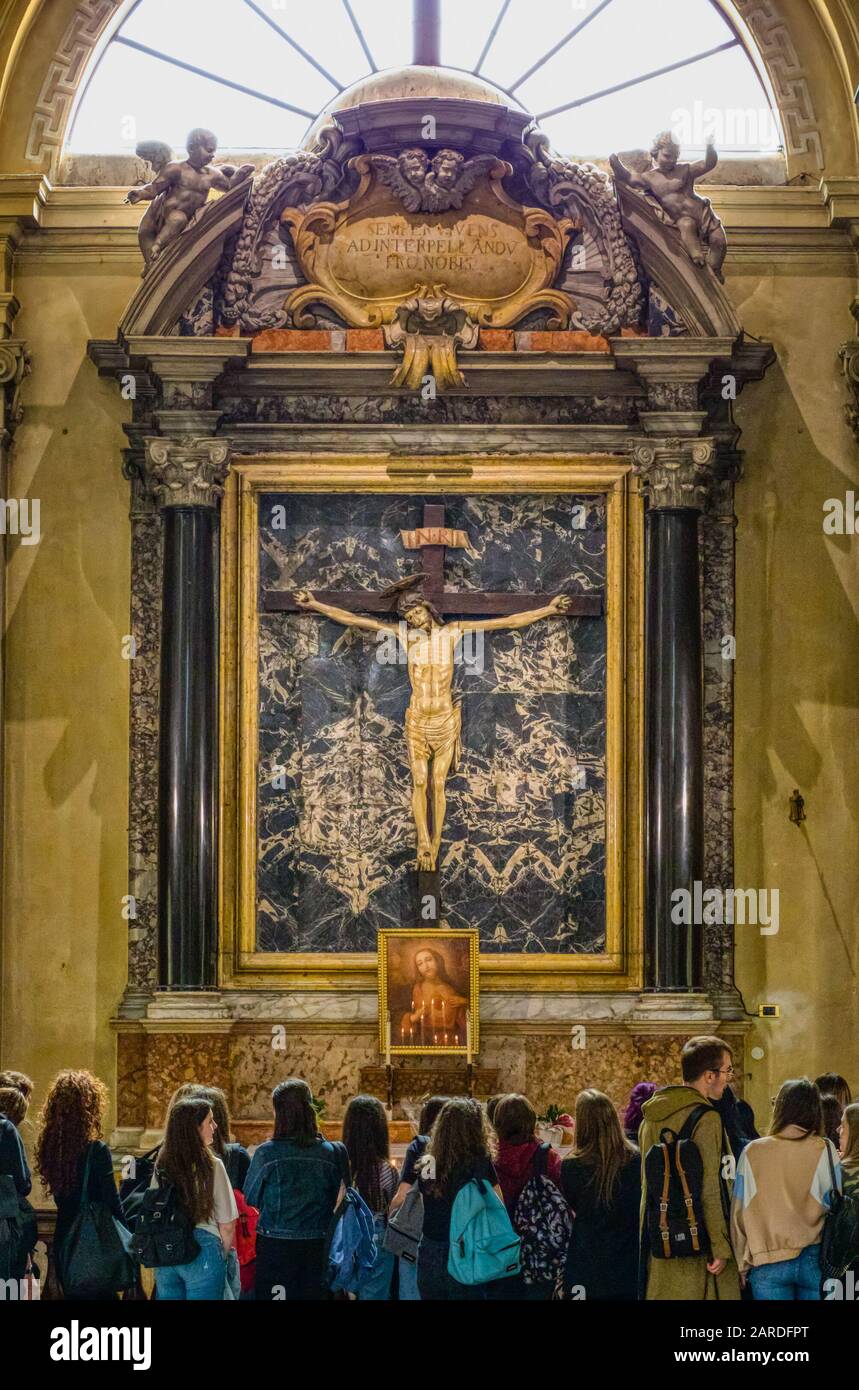 RAVENNA, ITALY - MAY 2, 2019: tourists in front of the Crucifixion of ...