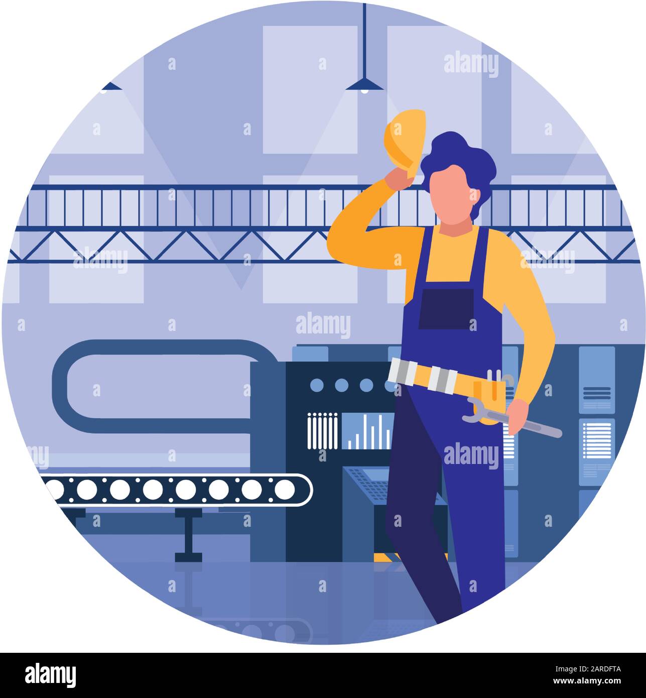 man working on the conveyor vector illustration design Stock Vector ...