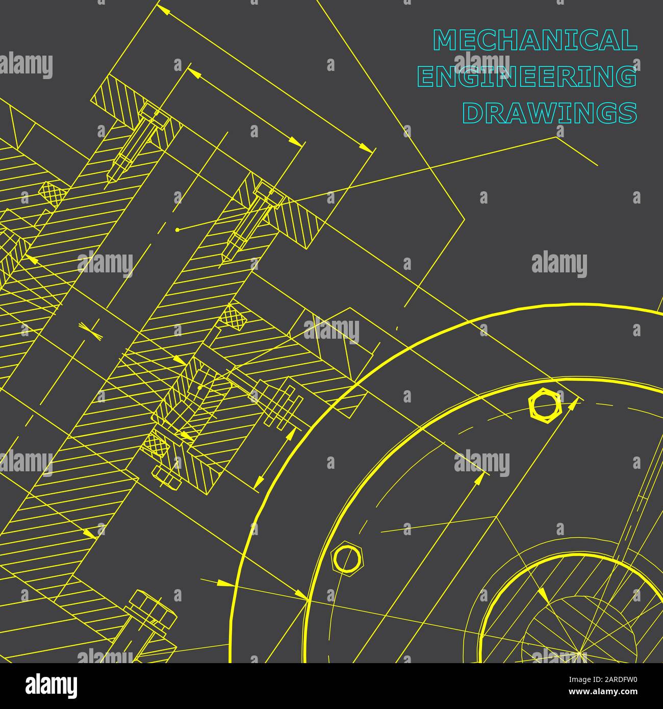 Backgrounds of engineering subjects. Technical illustration. Mechanical ...
