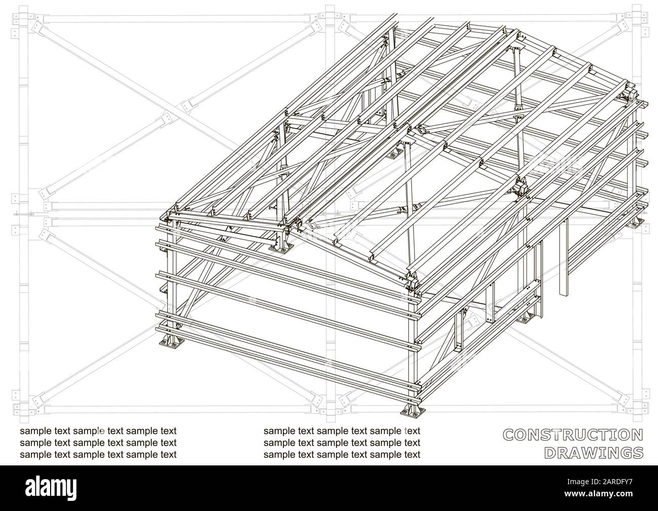 Building. Metal constructions. Volumetric construction Stock Vector ...