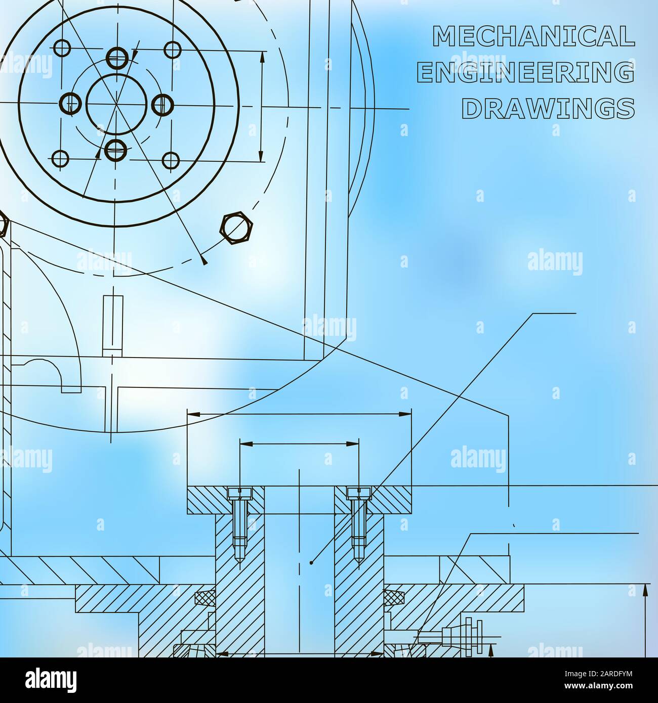 Mechanics. Technical design. Engineering style. Mechanical. Blue Stock ...