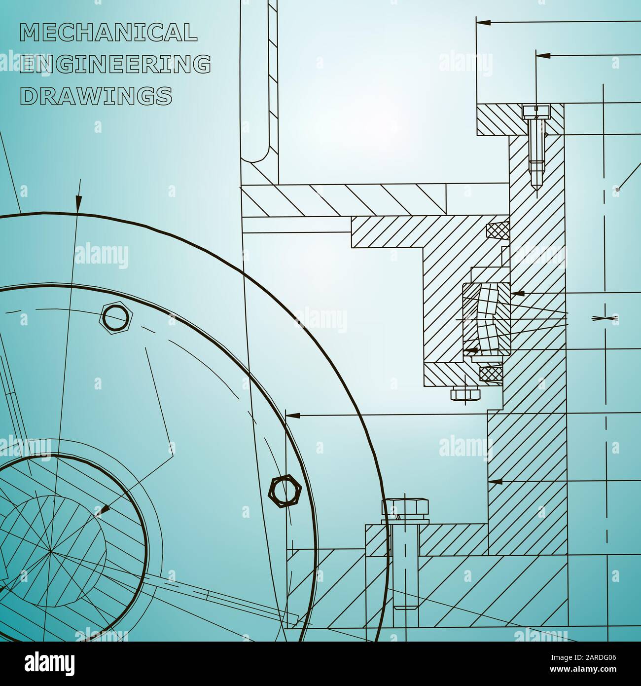 Backgrounds of engineering subjects. Technical illustration. Mechanical ...