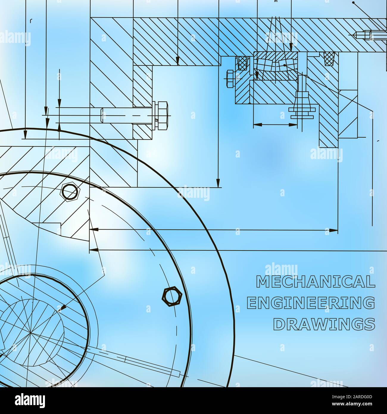 Backgrounds of engineering subjects. Technical illustration. Blue Stock ...