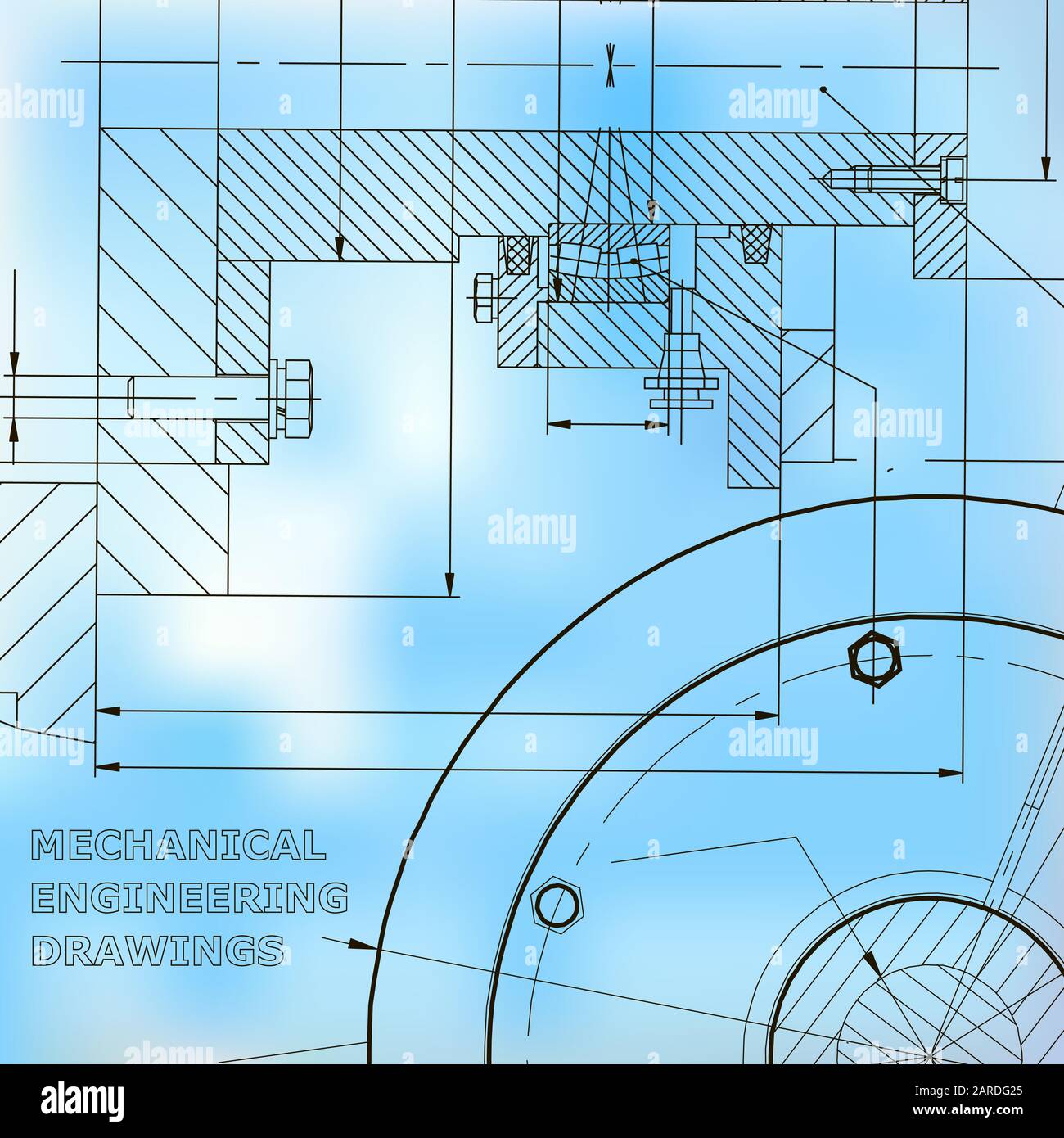 Backgrounds of engineering subjects. Technical illustration. Mechanical ...