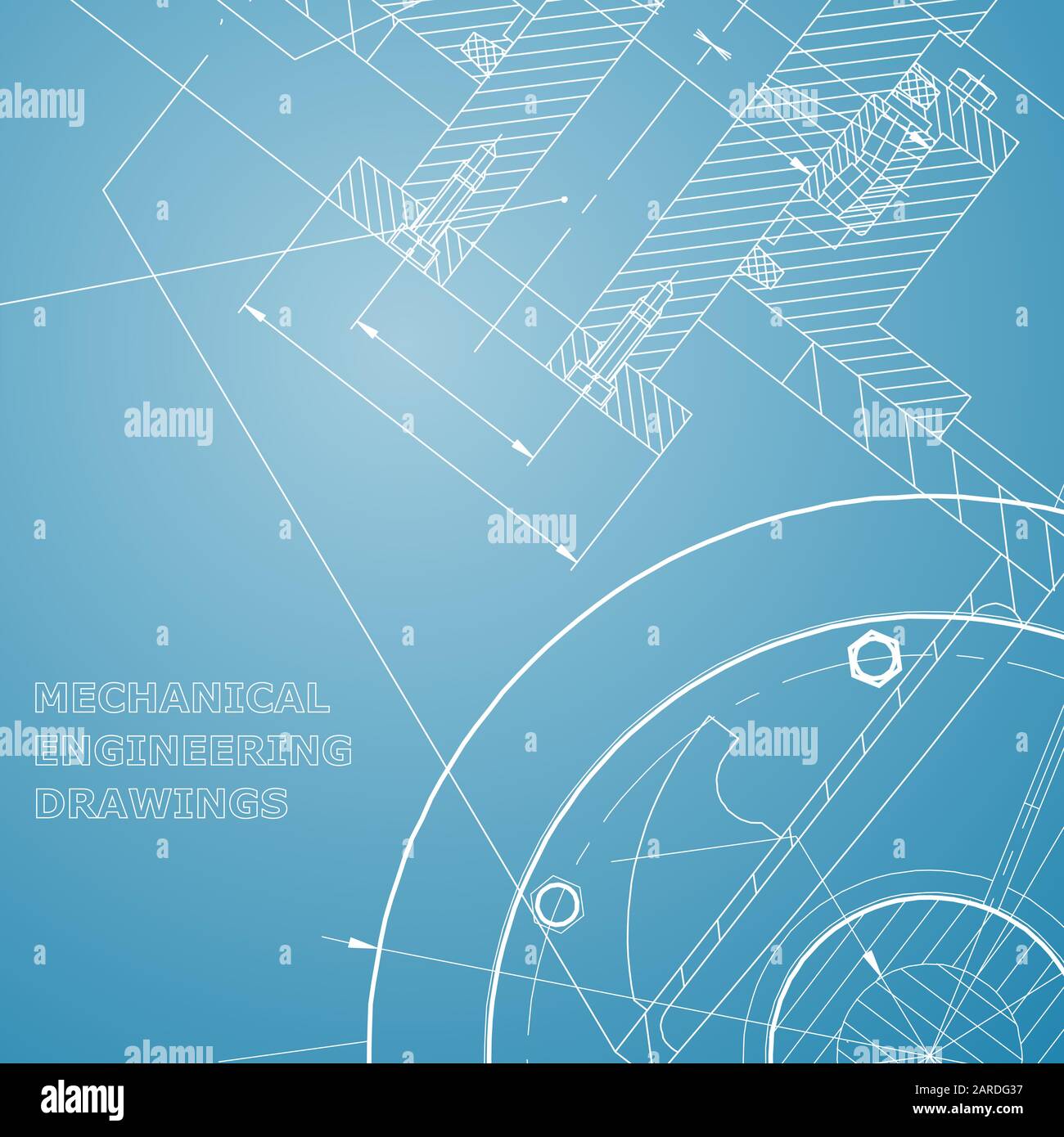 Backgrounds of engineering subjects. Technical illustration. Mechanical ...