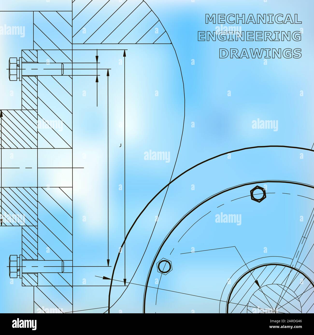 Backgrounds of engineering subjects. Technical illustration. Mechanical ...