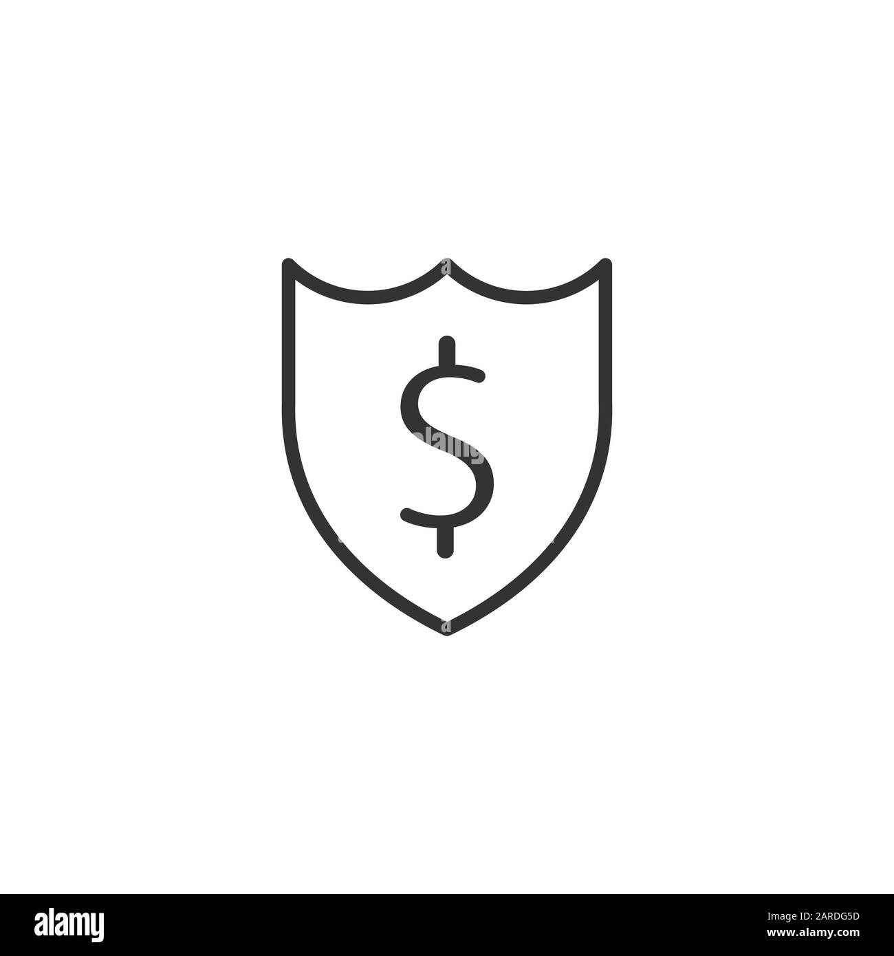 Shield with money icon in flat style. Cash protection vector ...
