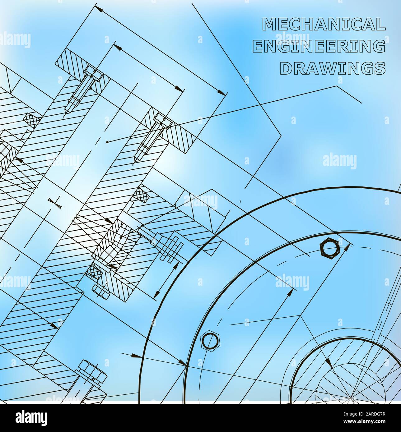 Backgrounds of engineering subjects. Technical illustration. Mechanical ...