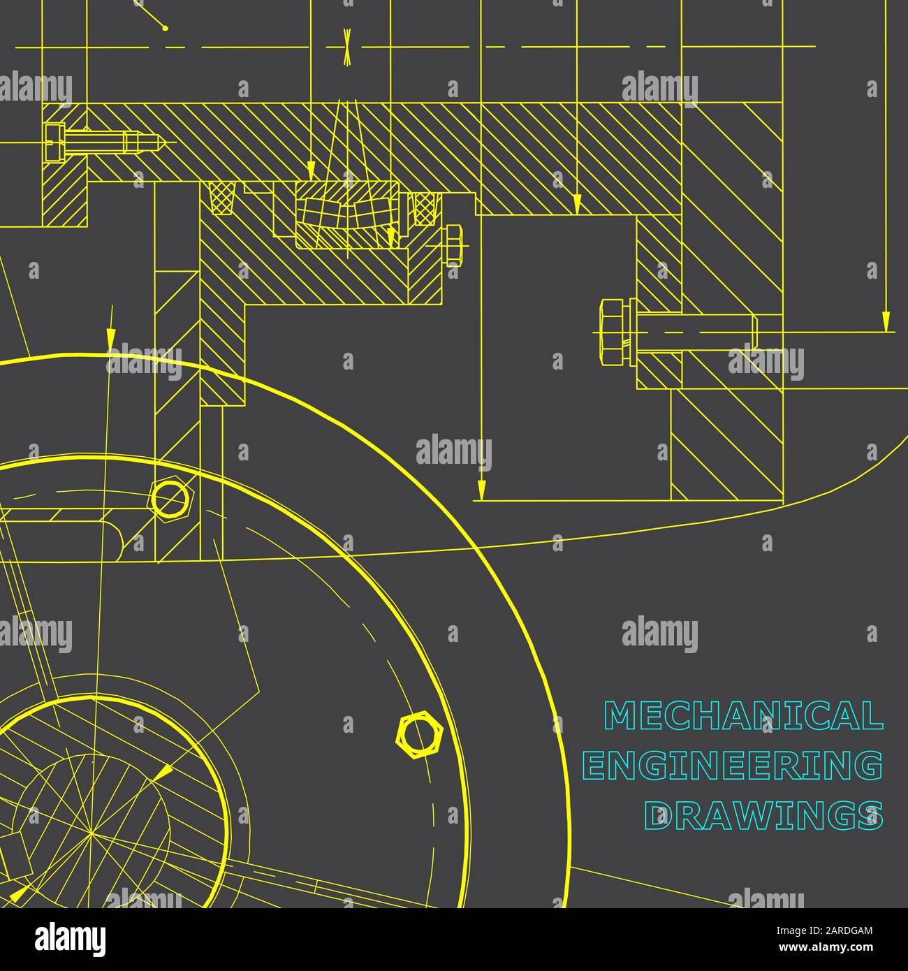 Backgrounds of engineering subjects. Technical illustration. Mechanical ...