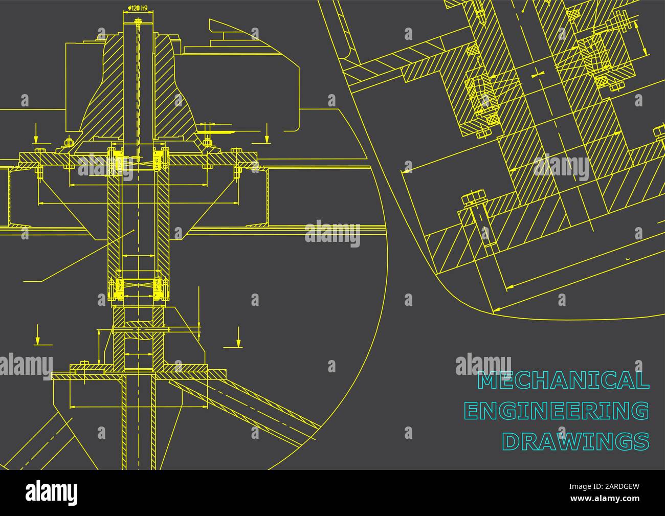 Mechanical engineering. Technical illustration. Backgrounds of ...