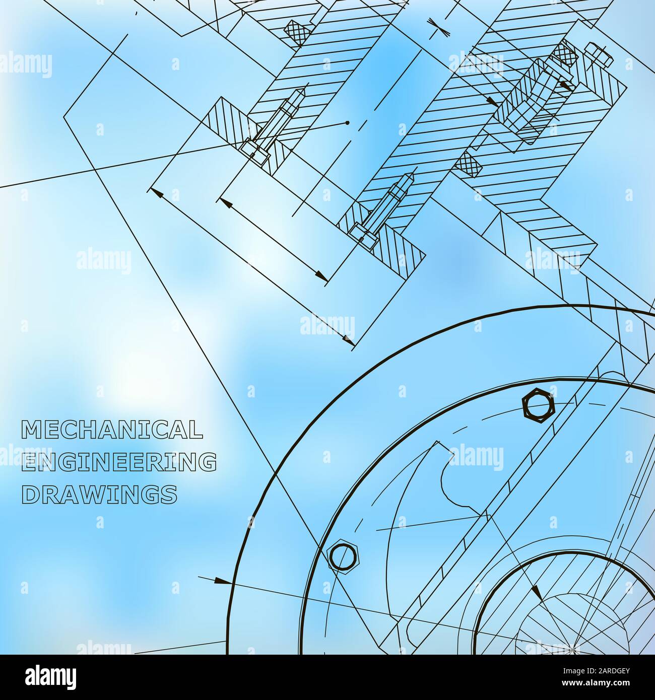 Backgrounds of engineering subjects. Technical illustration. Mechanical ...