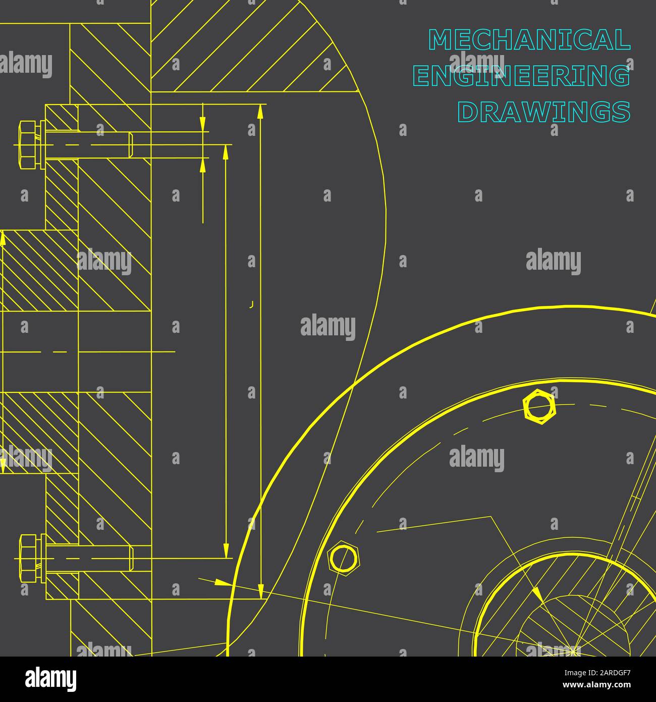 Backgrounds of engineering subjects. Technical illustration. Mechanical ...