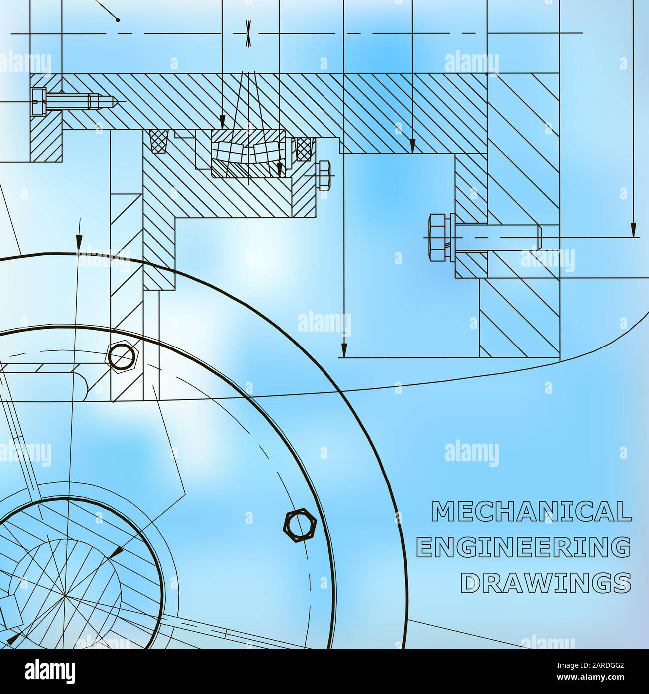 Backgrounds of engineering subjects. Technical illustration. Mechanical ...