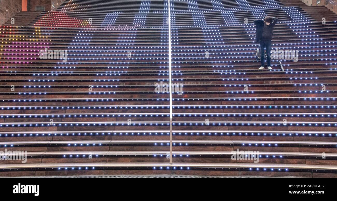 staircase with lights, Kyoto Station, Kyoto, Japan Stock Photo - Alamy