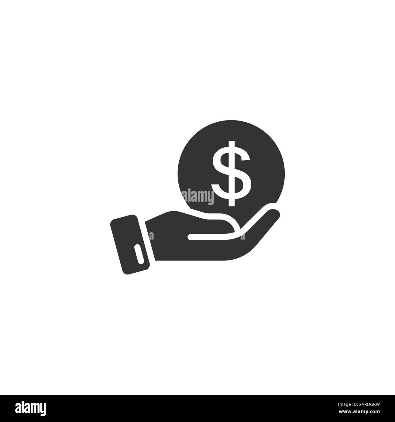 Remuneration icon in flat style. Money in hand vector illustration on ...