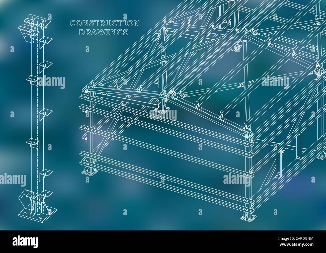 Building. Metal constructions. Volumetric constructions. 3D design ...