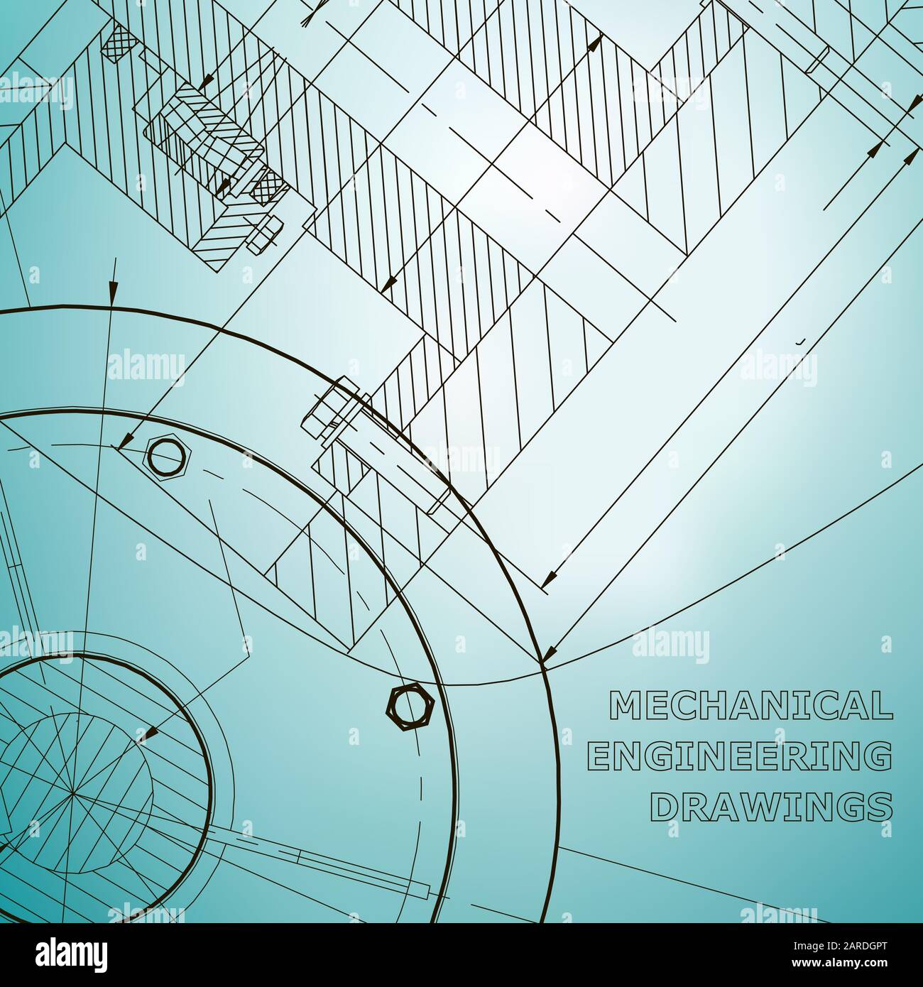 Backgrounds of engineering subjects. Technical illustration. Mechanical ...