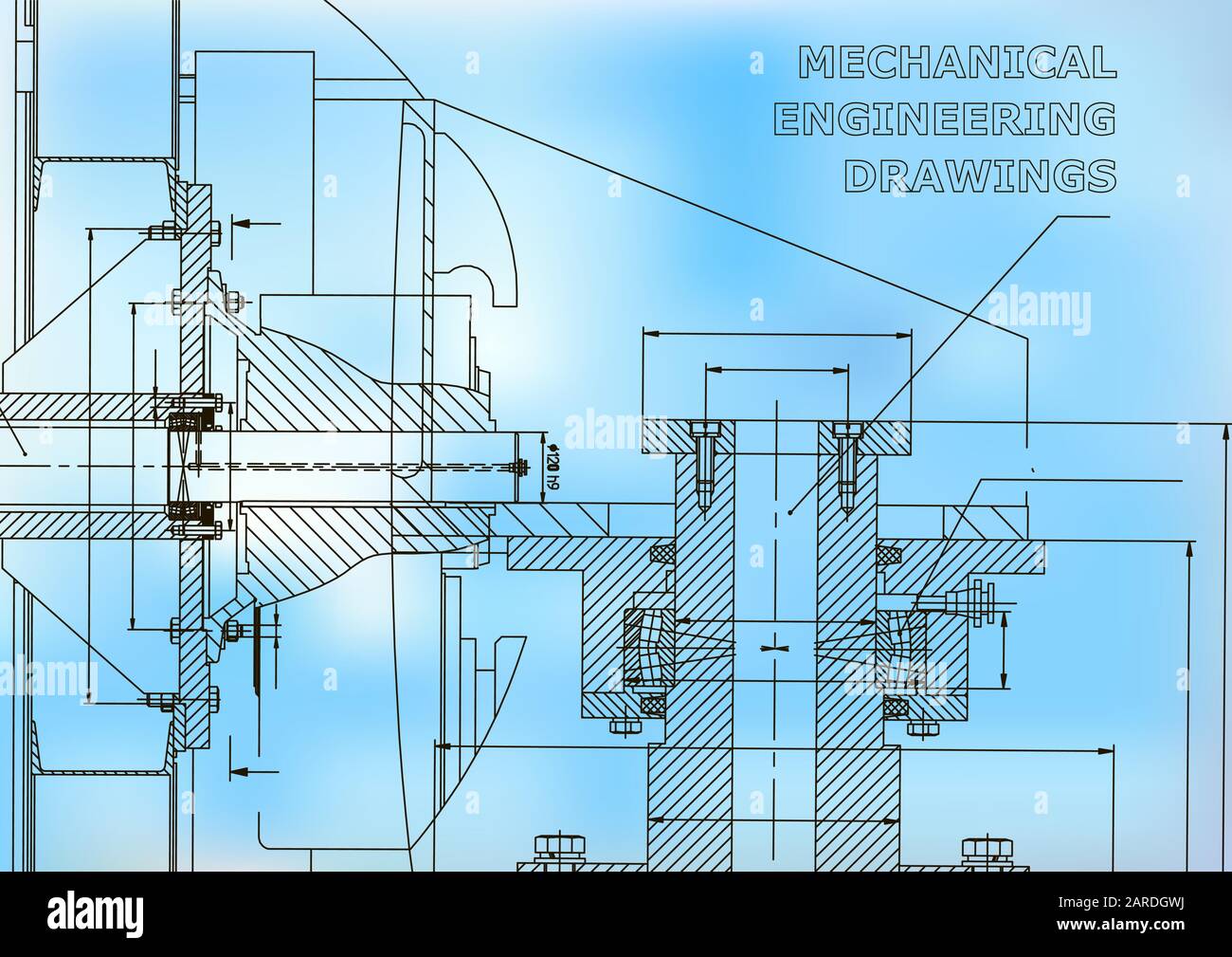 Technical illustration. Mechanical engineering. Backgrounds of ...