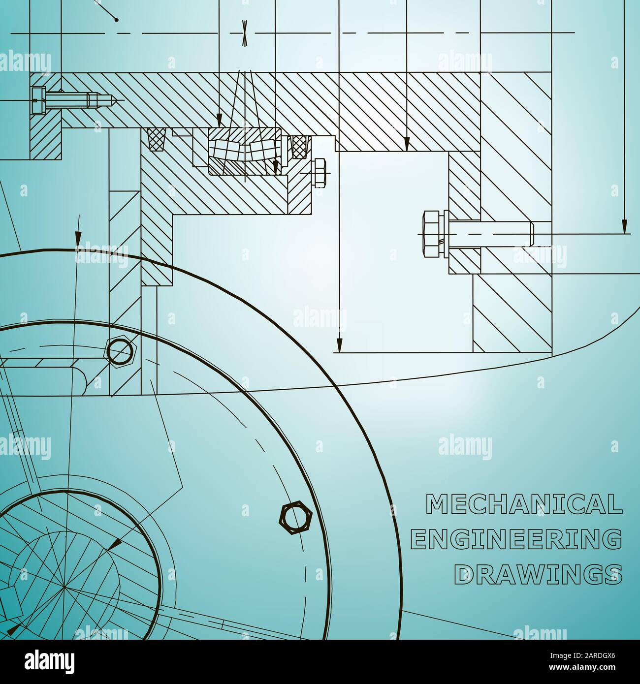 Backgrounds of engineering subjects. Technical illustration. Mechanical ...