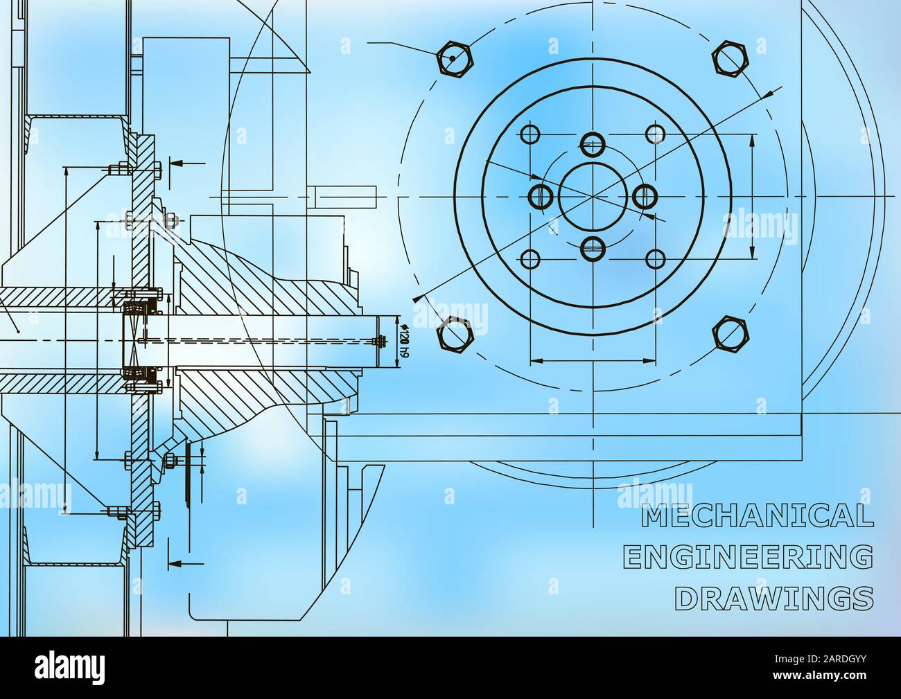 Technical illustration. Mechanical engineering. Backgrounds of ...