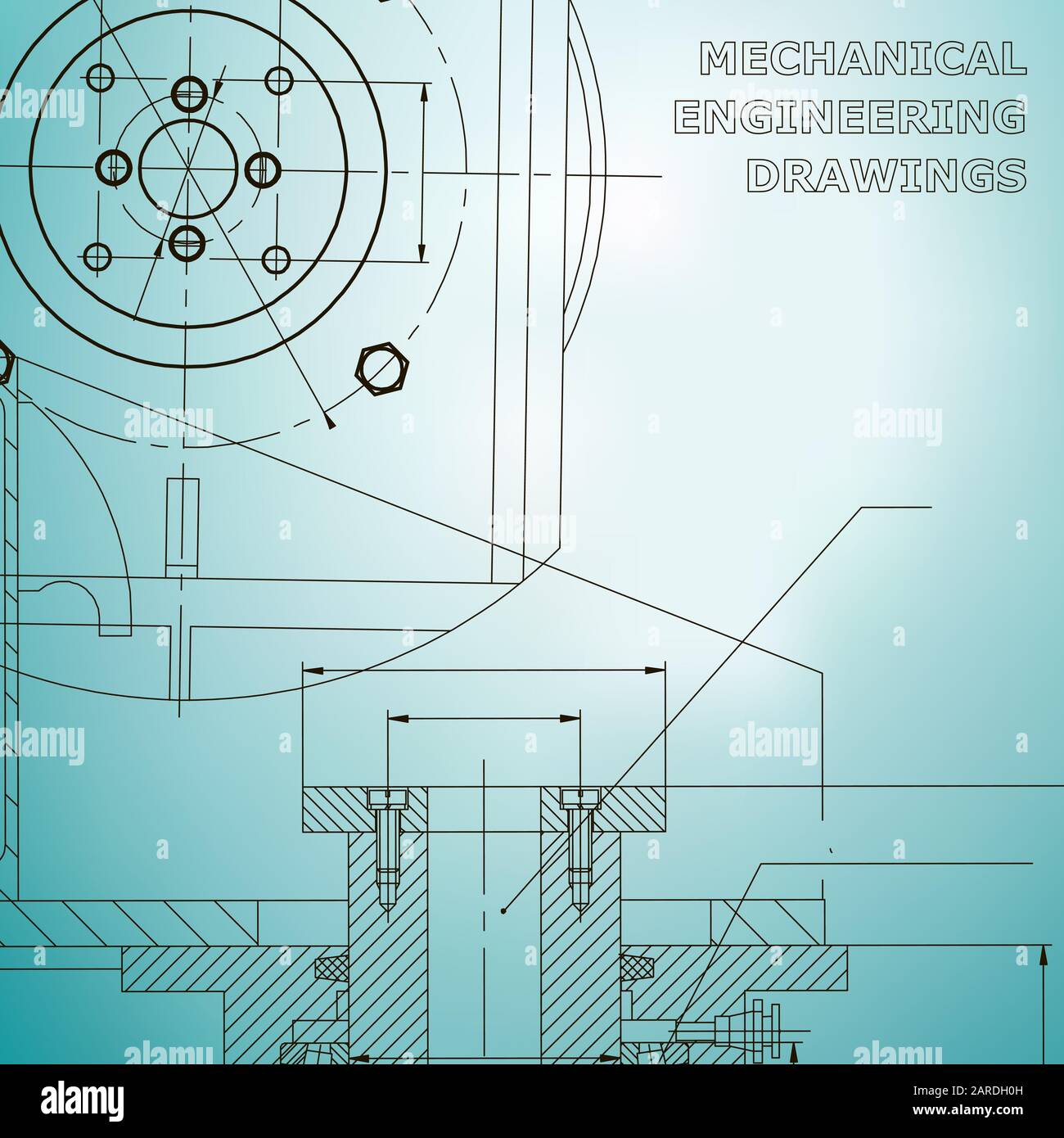 Mechanics. Technical design. Engineering style. Mechanical. Light blue ...