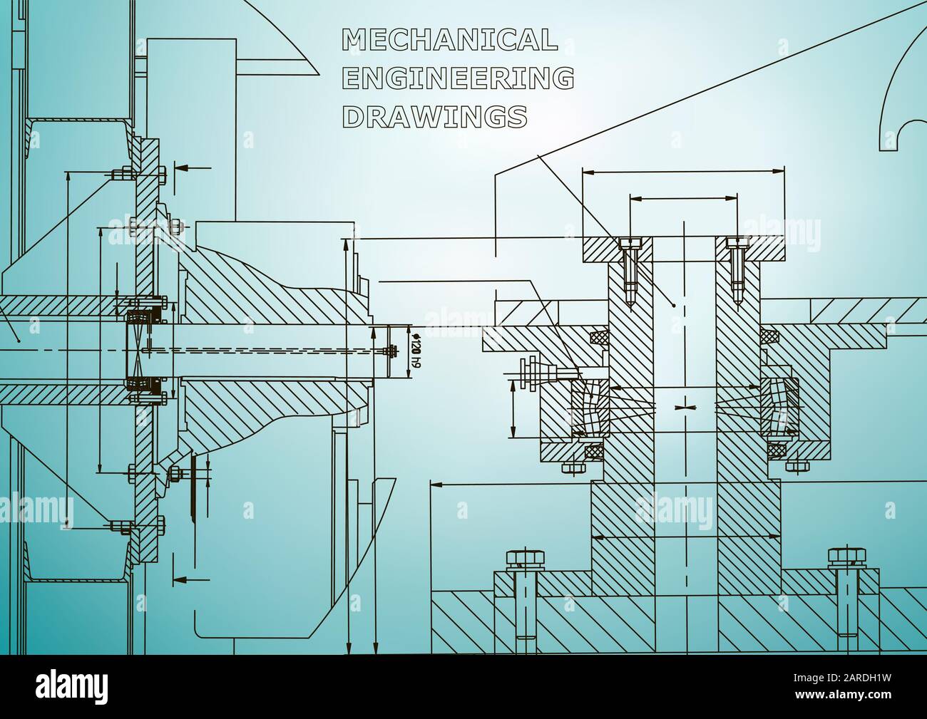 Technical illustration. Mechanical engineering. Backgrounds of ...