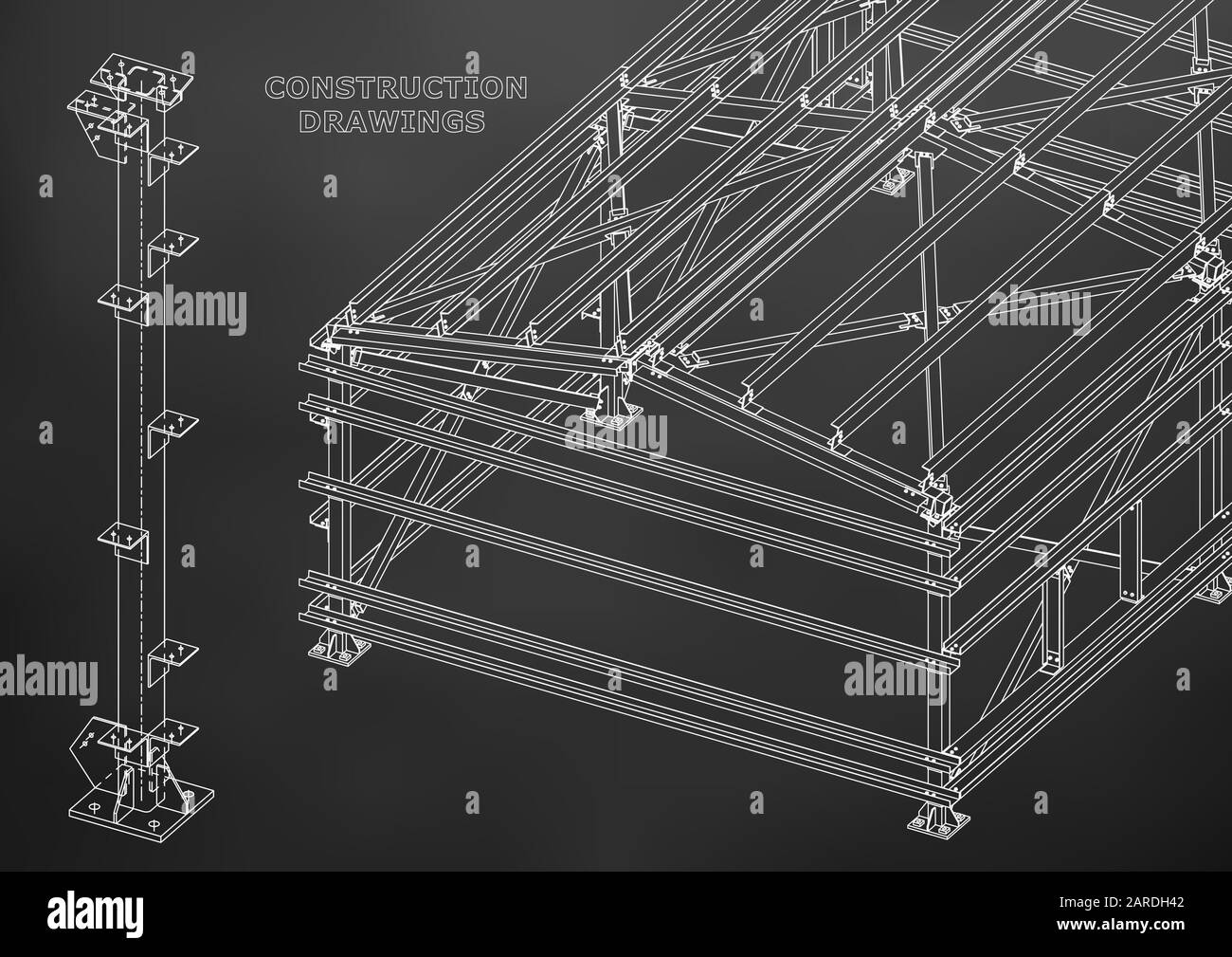 Building. Metal constructions. Volumetric constructions. 3D design ...