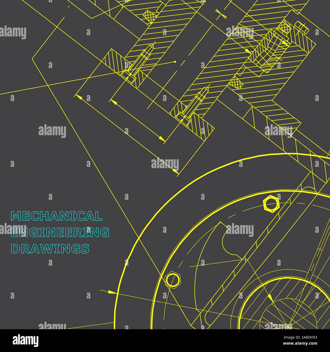 Backgrounds of engineering subjects. Technical illustration. Mechanical ...