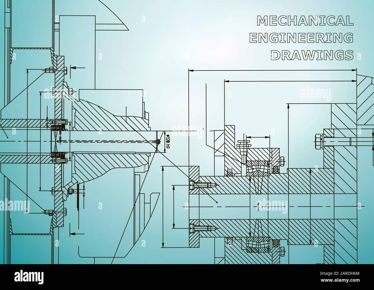Technical illustration. Mechanical engineering. Backgrounds of ...