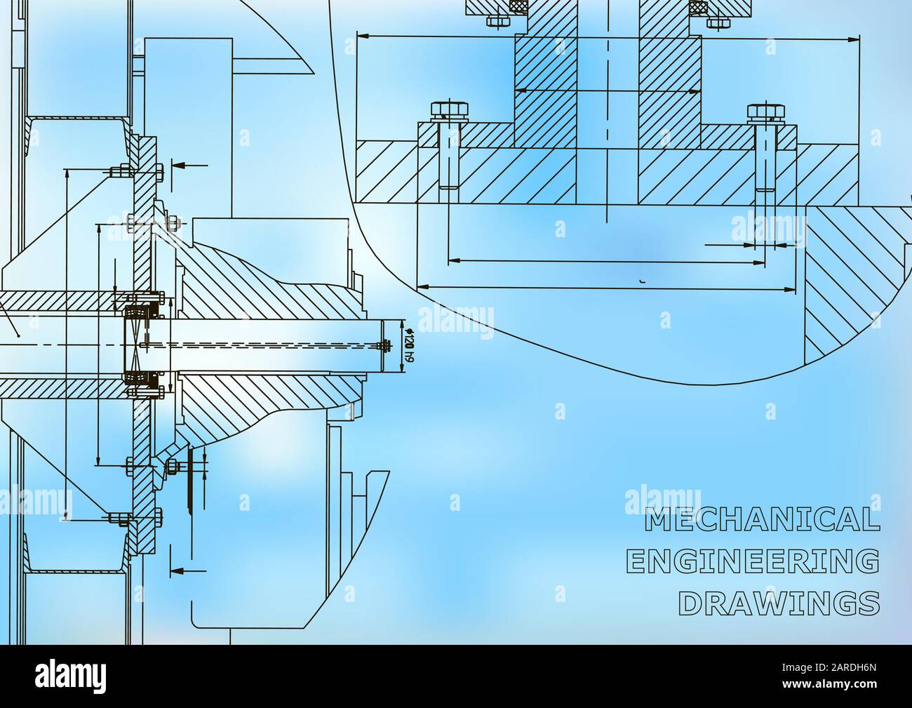 Technical illustration. Mechanical engineering. Backgrounds of ...
