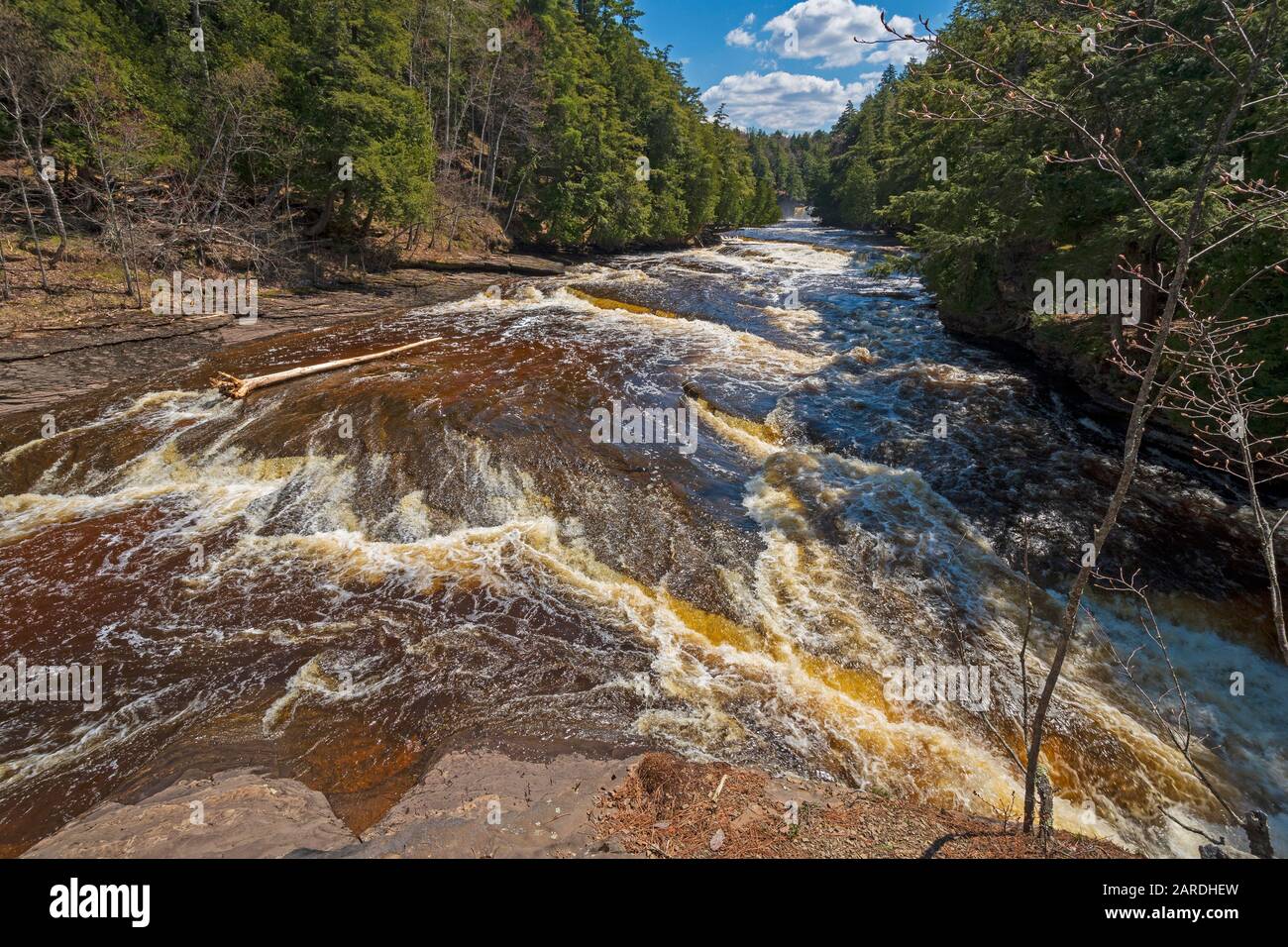 Dramatic Cascades on the Presque Isle River in Spring in Porcupine ...
