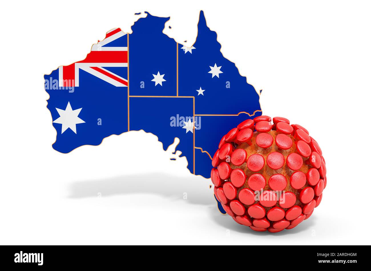 Virus in Australia, 3D rendering isolated on white background Stock ...
