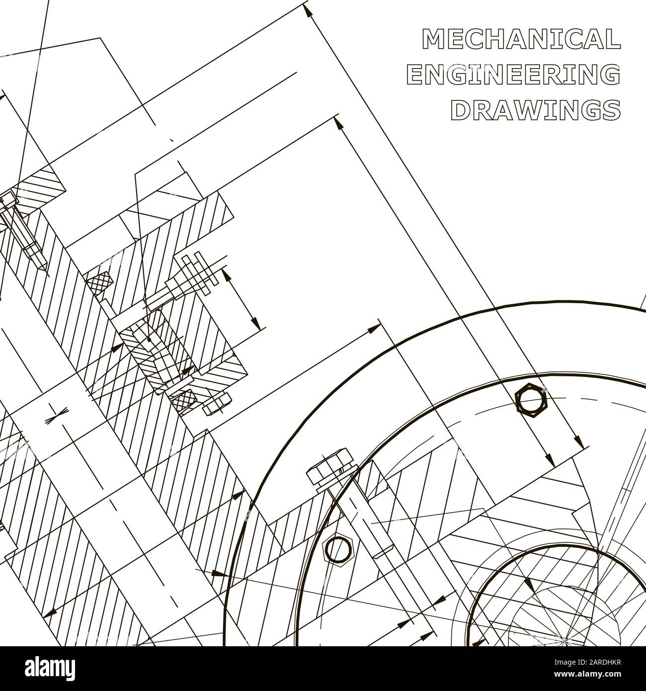 Backgrounds of engineering subjects. Technical illustration. Mechanical ...