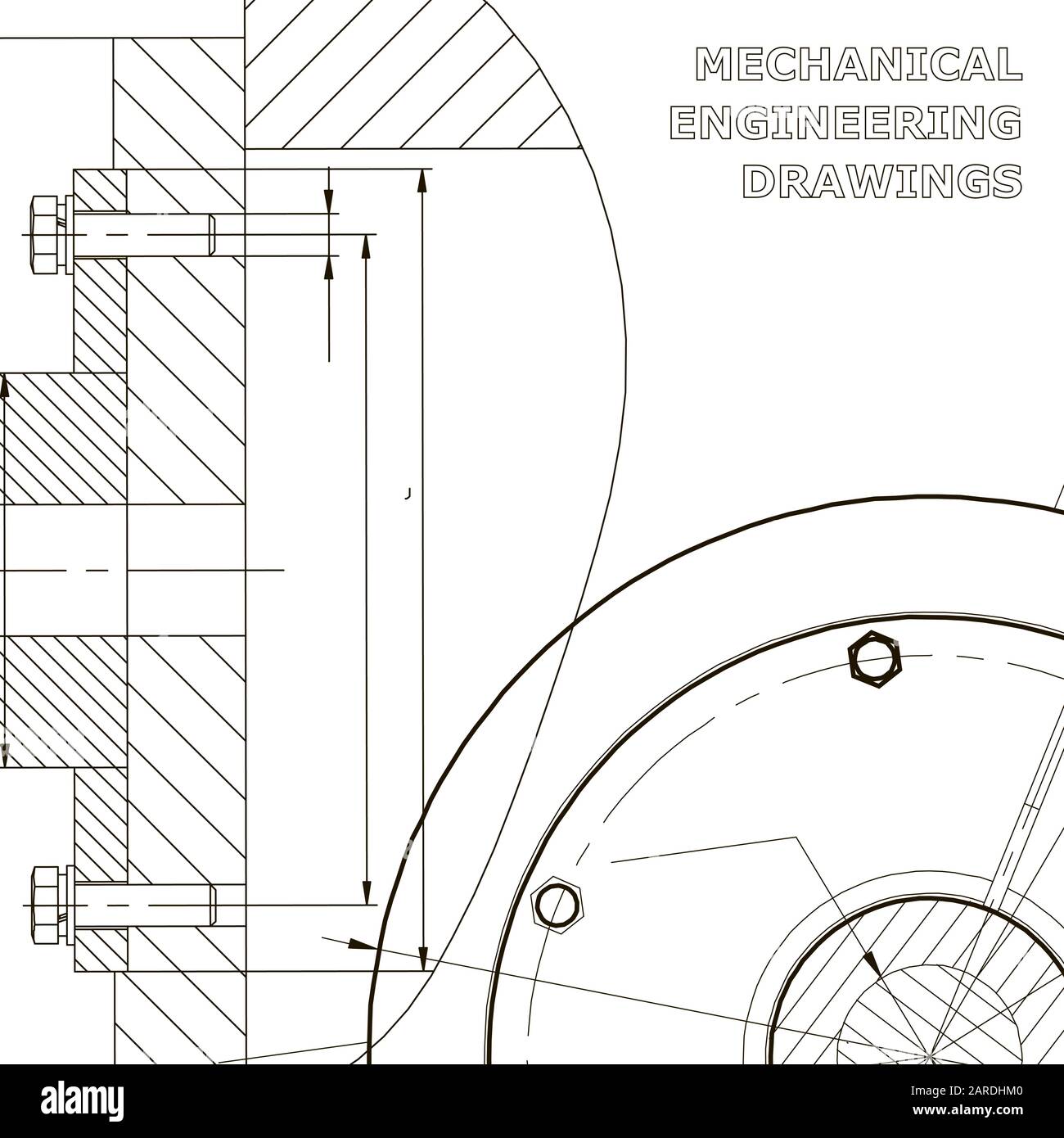 Backgrounds of engineering subjects. Technical illustration. Mechanical ...