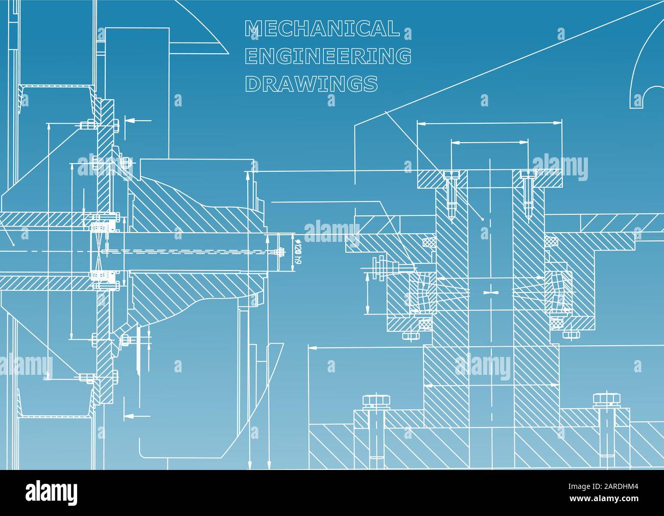 Technical illustration. Mechanical engineering. Backgrounds of ...