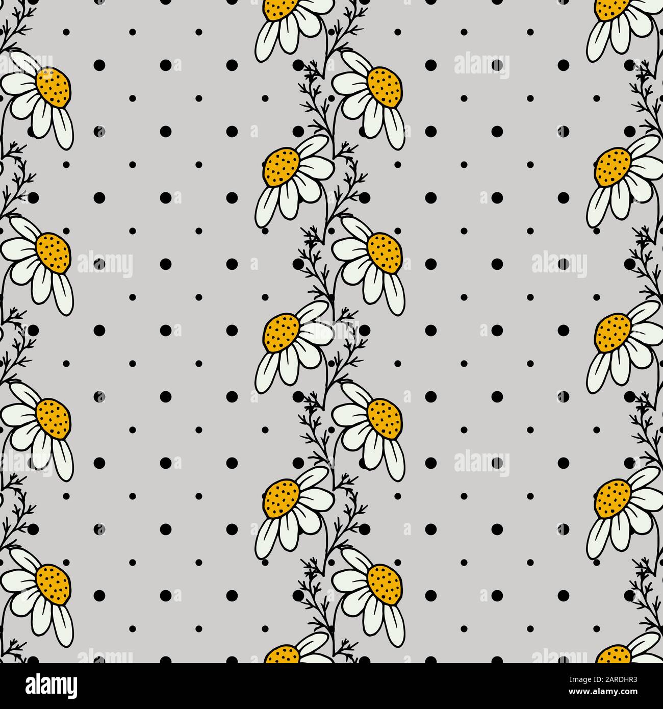 Floral seamless background. Chamomile officinalis. Sprigs, leaves ...