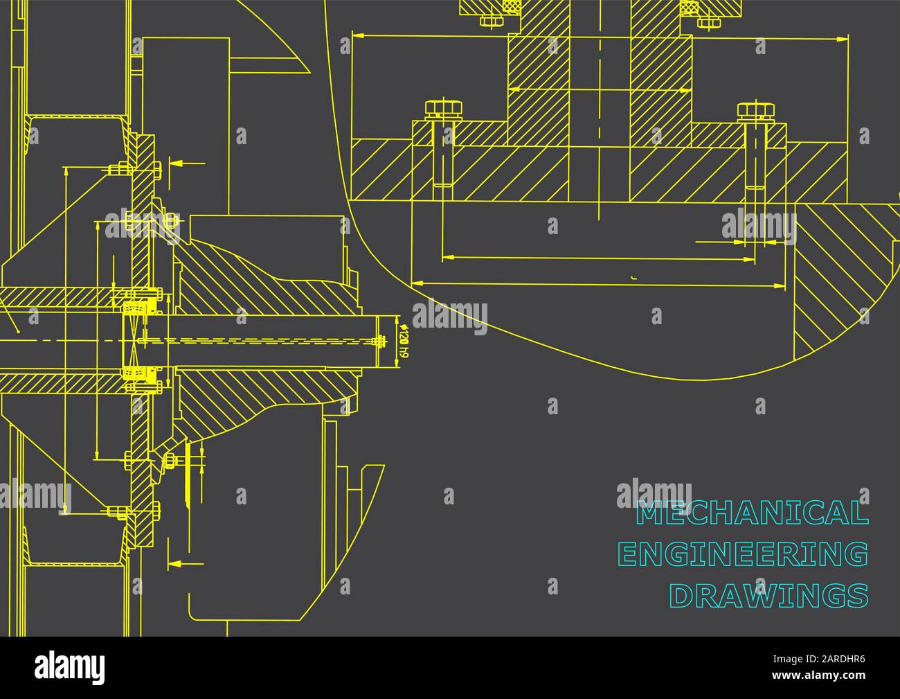Technical illustration. Mechanical engineering. Backgrounds of ...