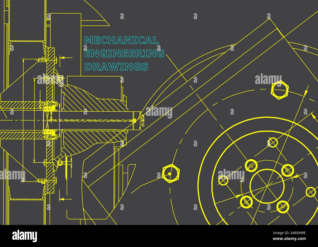 Technical illustration. Mechanical engineering. Background. Gray Stock ...