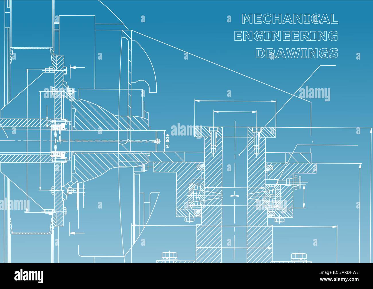 Technical illustration. Mechanical engineering. Backgrounds of ...