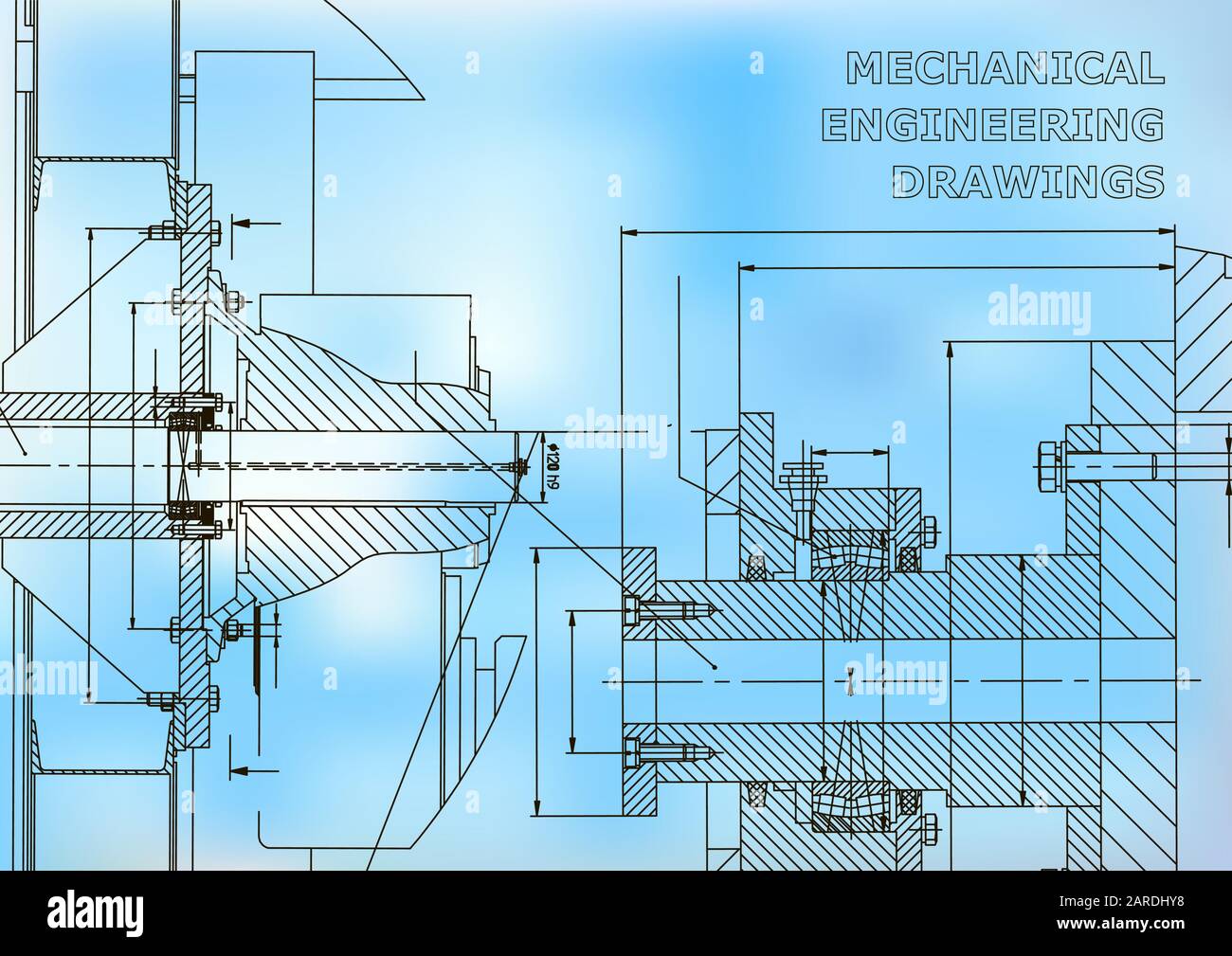 Technical illustration. Mechanical engineering. Backgrounds of ...
