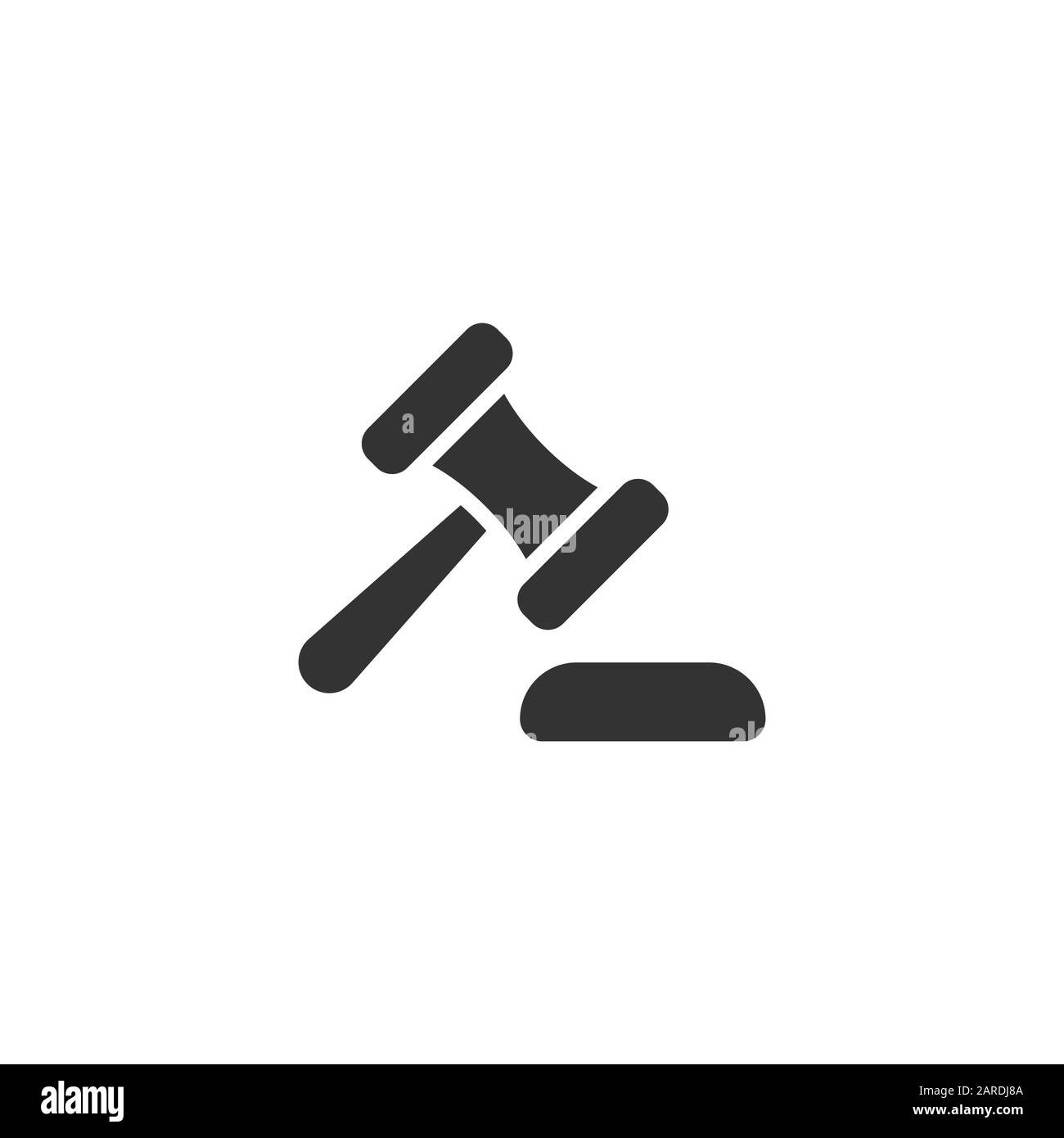 Auction hammer icon in flat style. Court sign vector illustration on ...