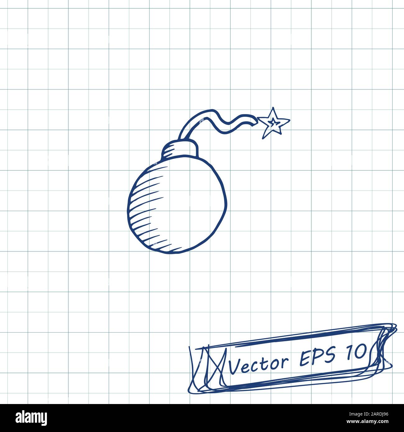 Style of children's drawing. Doodle drawing on a sheet of notebook ...