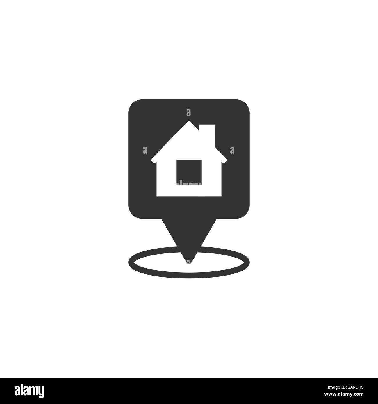Home pin icon in flat style. House navigation vector illustration on ...