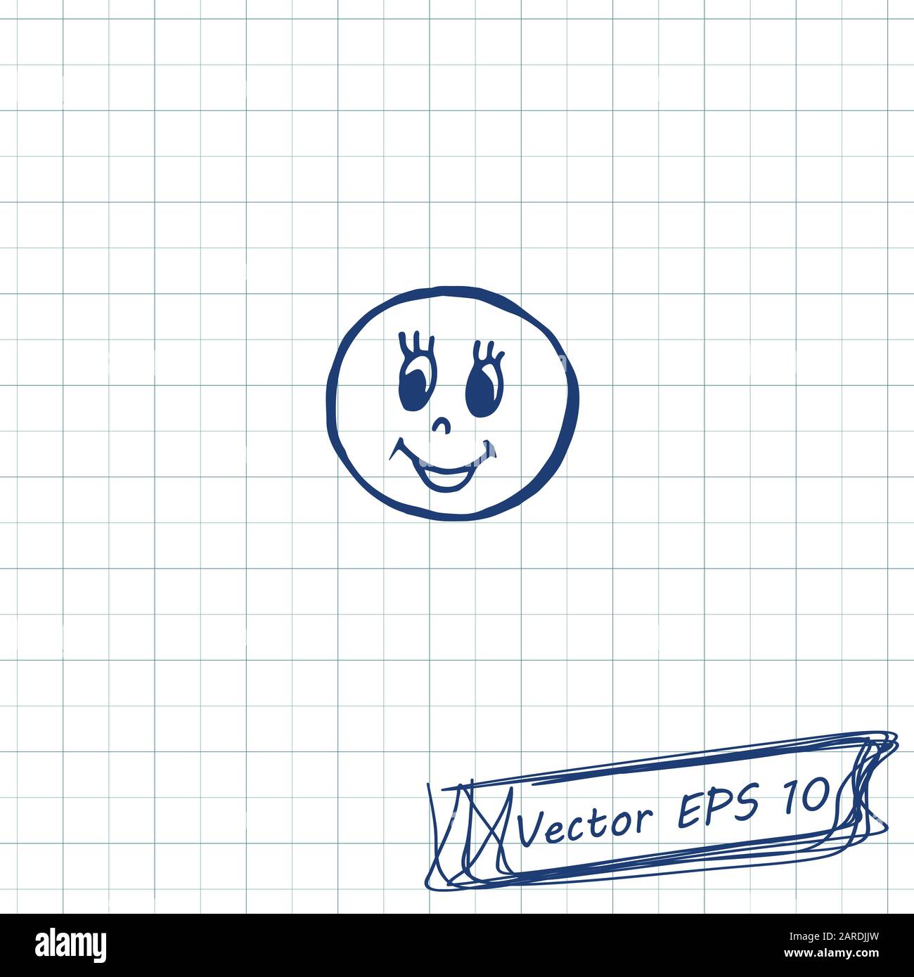 Style of children's drawing. Doodle drawing on a sheet of notebook ...