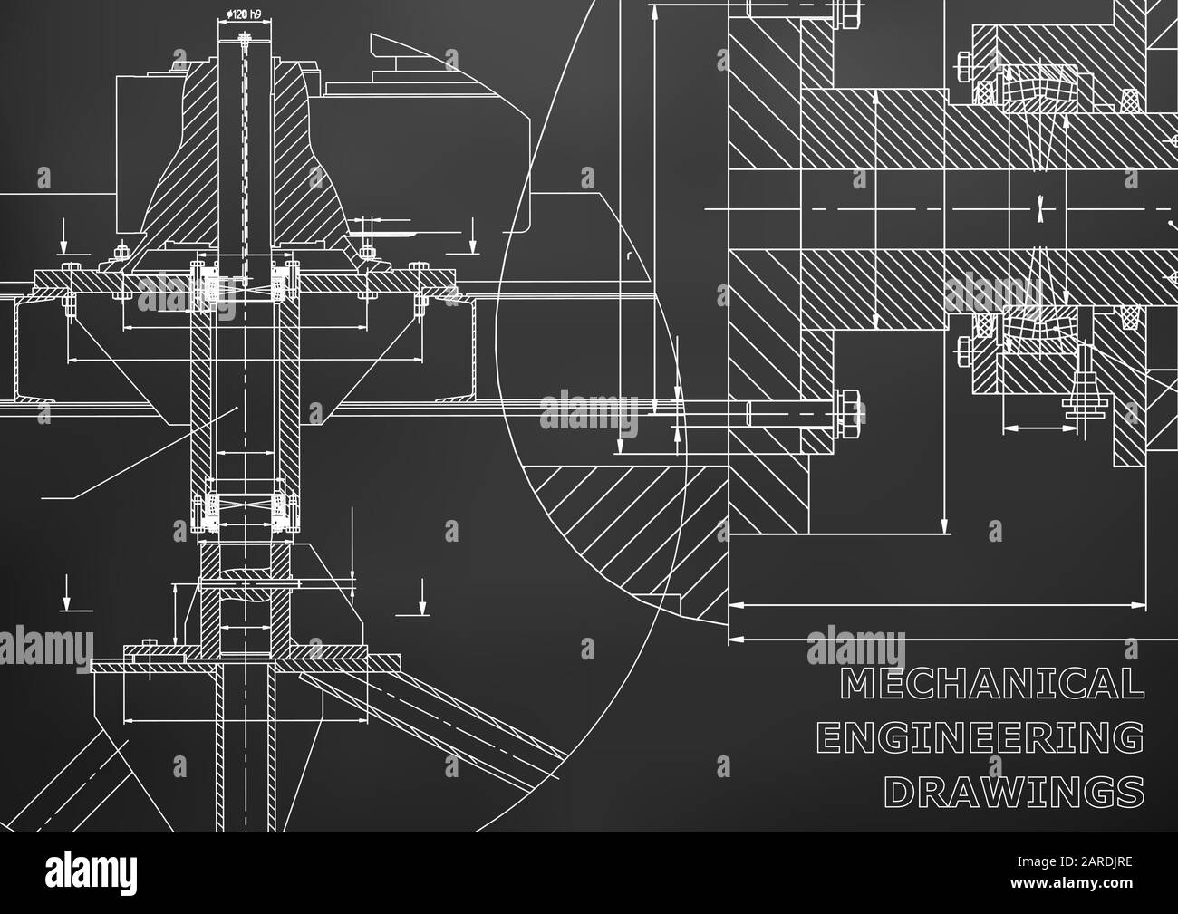Mechanical engineering. Technical illustration. Backgrounds of ...