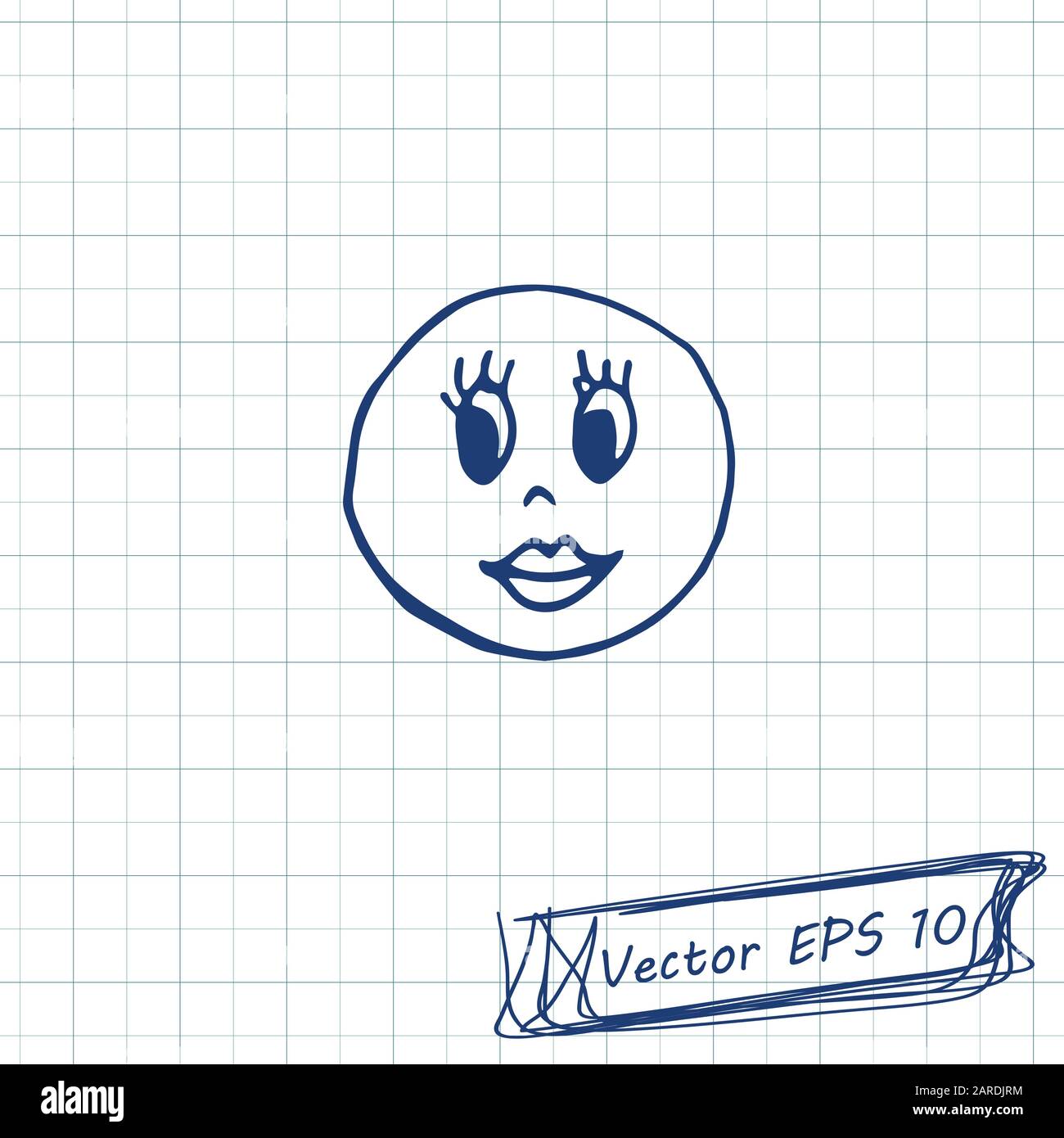 Style of children's drawing. Doodle drawing on a sheet of notebook ...